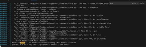 Python Assertionerror Class Productserializer Missing Metamodel Attribute Although I Have