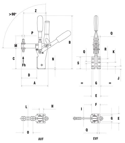 Toggle Clamps Vertical Series Toggle Clamp Form Avf Evf