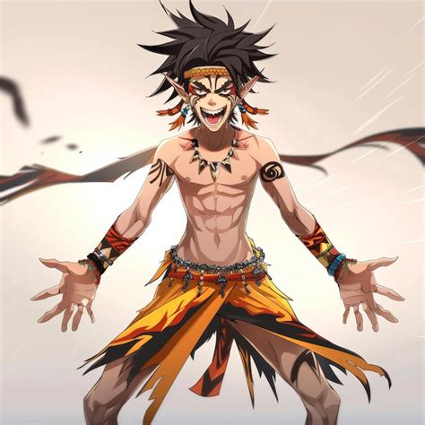 A Fierce Shirtless Warrior With A Wild Mane Of Hair Wearing Tribal Garb