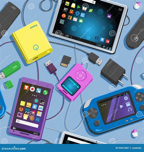 Colorful Gadgets Seamless Pattern Stock Vector Illustration Of