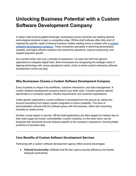 Ppt Unlocking Business Potential With A Custom Software Development Company Powerpoint