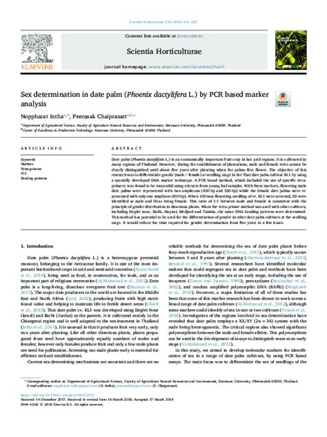Pdf Sex Determination In Date Palm Phoenix Dactylifera L By Pcr