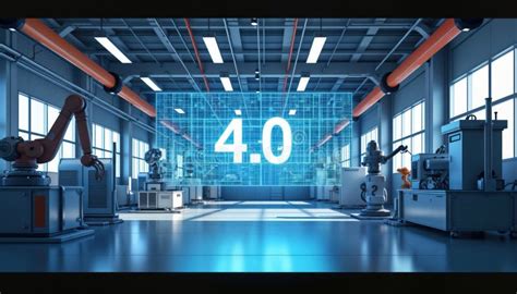 Futuristic Smart Factory Interior Automated Machinery Advanced Robotics Showcased Stock