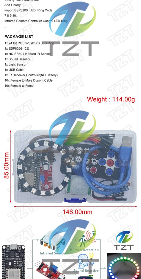 Tzt Starter Kit For Arduino Led Ring Strip Rgb 24 Bits