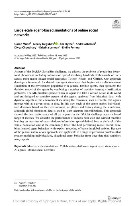 Large Scale Agent Based Simulations Of Online Social Networks Request Pdf