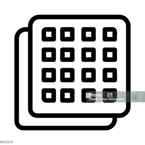 정사각형 쿠키 라인 아이콘 과자 개념 흰색 배경에 바삭한 비스킷 쿠키 기호 개요 스타일의 모바일 개념 웹 디자인의 건강한 크래커 아이콘 벡터 그래픽 0명에 대한 스톡 벡터