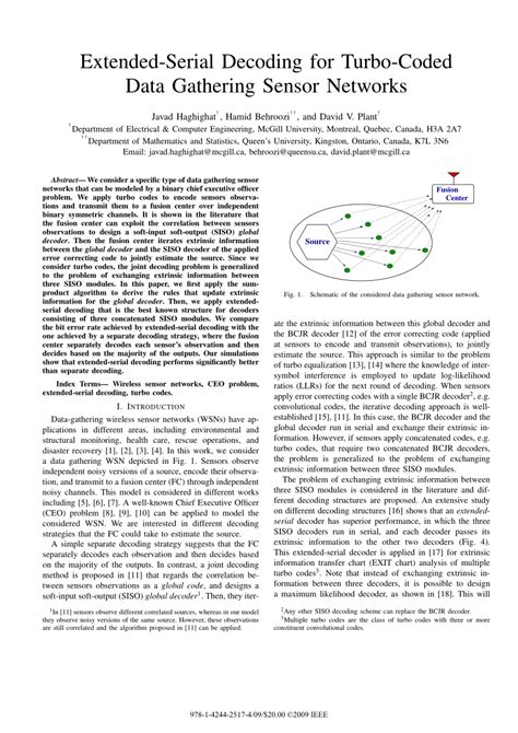 Pdf Extended Serial Decoding For Turbo Coded Data Gathering Sensor Networks