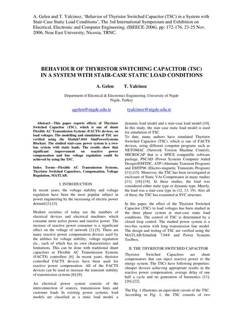 Pdf Behavior Of Thyristor Switched Capacitor Tsc In A System With Stair Case Static Load