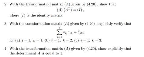 2 With The Transformation Matrix A Given By Chegg Com
