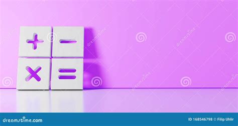 3d Rendering Of White Symbol Of Count Operations Calculator Icon Leaning On Color Wall With