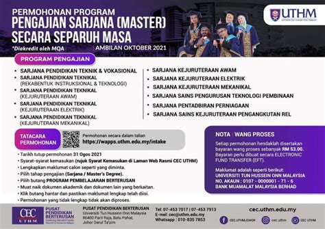 Permohonan Program Pengajian Sarjana Master Separuh Masa Uthm Edu Bestari