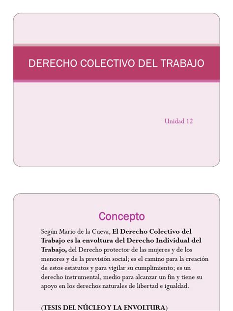Derecho Colectivo Del Trabajo Conceptos Y Estructura Pdf Sindicato