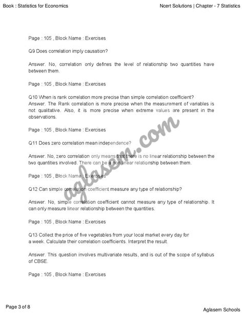 Ncert Solutions For Class 11 Economics Chapter 6 Correlation Question Answer Pdf 2025 Aglasem