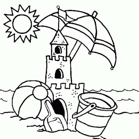 Beach Coloring Page Preschool Sandcastle