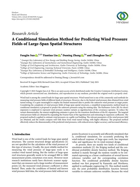 Pdf A Conditional Simulation Method For Predicting Wind Pressure Fields Of Large Span Spatial