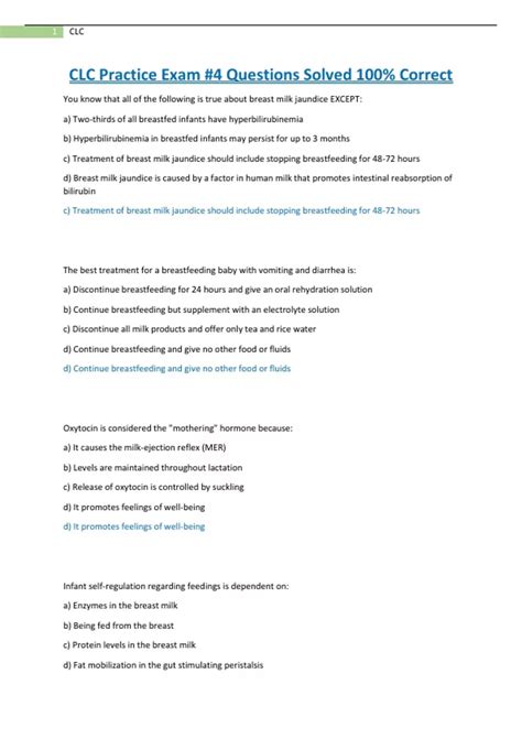CLC Practice Exam 4 Questions Solved 100 Correct CLC Stuvia US