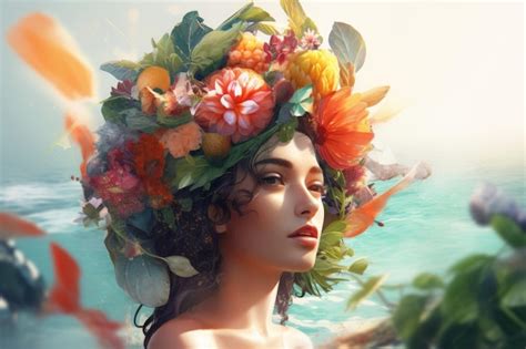 Premium Ai Image Woman Summer Crown Generate Ai