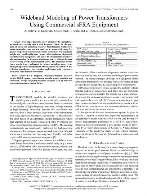 Pdf Wideband Modeling Of Power Transformers Using Commercial Sfra Equipment Dokumentips