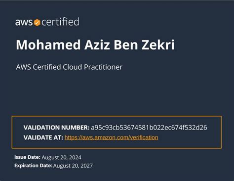 Earned Aws Certified Cloud Practitioner Mohamed Aziz Ben Zekri