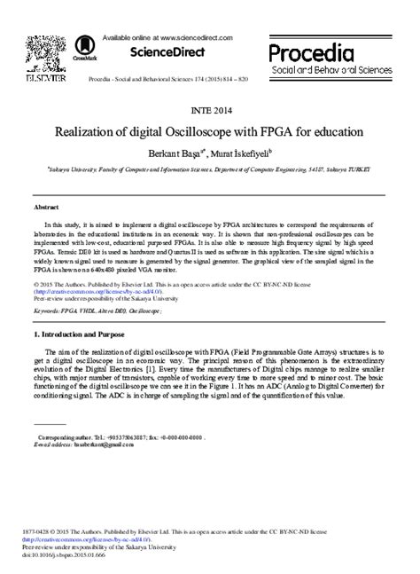 Pdf Realization Of Digital Oscilloscope With Fpga For Education