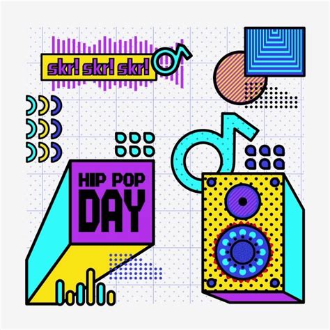 힙합 음악 Skr 멤피스 미니멀 기하학적 대조 요소 멤피스 무늬 단순한 Png 일러스트 및 이미지 에 대한 무료 다운로드