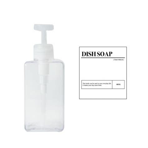 뉴앤룩 사각 디스펜서 주방 세제 리필 용기 일반형 투명 450ml 주방 세제 스티커 세트 티몬