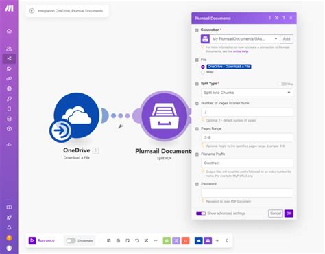 how to split pdf using ex integromat