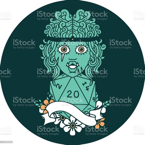 자연 20 주사위 롤을 가진 반 오크 야만인 캐릭터의 아이콘 굴리기에 대한 스톡 벡터 아트 및 기타 이미지 굴리기 도깨비 명랑한 Istock