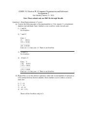 Assignment With Solution Pdf COEN Section W Computer Organization And Software