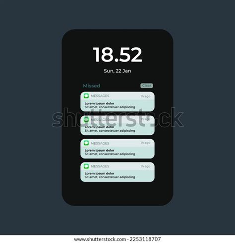 Notification Screen Ui Design Notification Boxes Stock Vector Royalty Free 2253118707