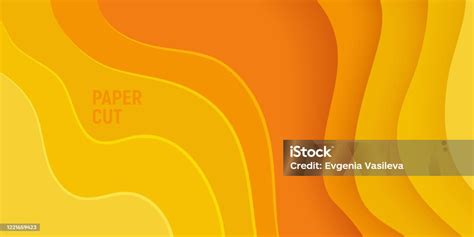 3d 점액 추상배경과 노란색 파도 레이어노란색 종이 컷 배너 브로셔 및 전단지에 대한 추상 레이아웃 디자인 종이 아트 벡터 일러스트레이션 3차원 형태에 대한 스톡 벡터 아트