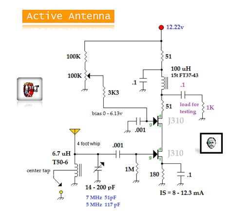 Simple Active Antenna Signal Processing Circuit Diagram