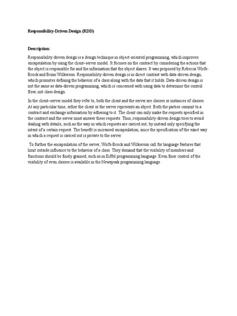 Responsibility Driven Design Pdf