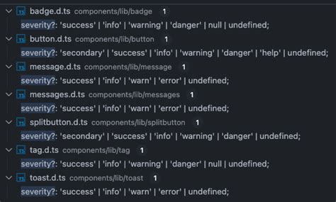 types severity inconsistency · issue 4169 · primefaces primereact