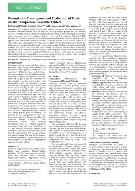 Pdf Formulation Developmet And Evaluation Of Taste Masked Ibuprofen