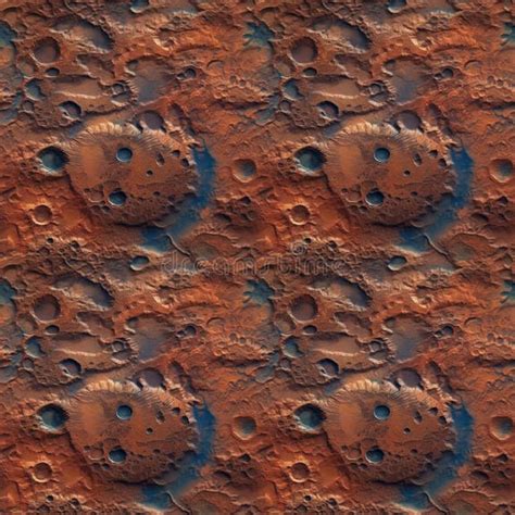 Top View Mars Planet Surface With Craters Ai Generative Illustration Stock Illustration