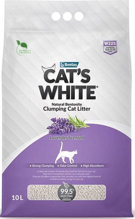 Наполнитель для кошачьего туалета Cats White Кэт Вайт Lavender комкующийся с ароматом лаванды