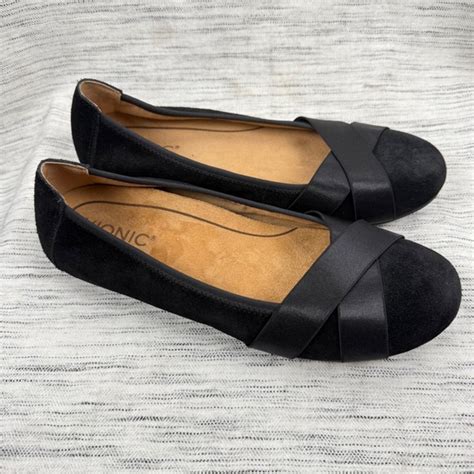 Vionic Shoes Vionic Maria Black Suede Ribbon Ballet Flats