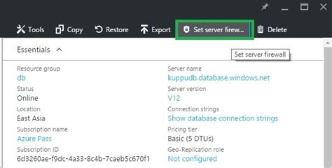 Create A New Azure Sql Server Level Firewall Part Three