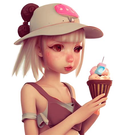 Retro Anime Bandit Girl Eating Ice Cream · Creative Fabrica