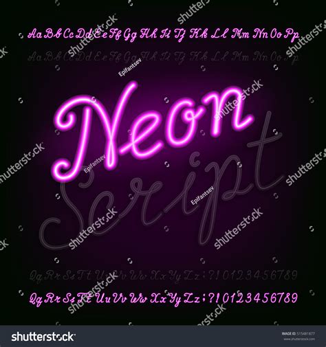 Neon Script Hand Drawn Alphabet Font Stock Vector Royalty Free