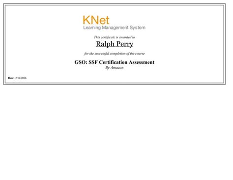 Ssf Certification Assessment Ppt