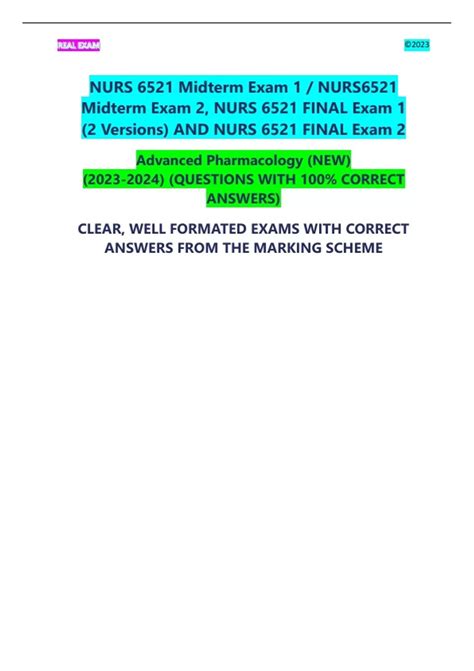Nurs 6521 Midterm Exam 1 Nurs6521 Midterm Exam 2 Nurs 6521 Final