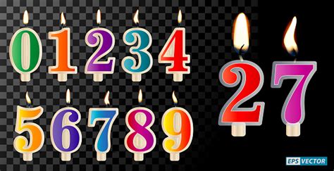 생일 케이크 촛불 또는 다양한 색상의 불타는 불꽃 촛불의 현실 Eps 벡터 생일에 대한 스톡 벡터 아트 및 기타 이미지 생일 숫자 조각케이크 Istock