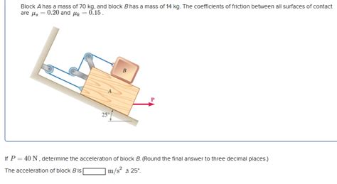 [solved] Block A Has A Mass Of 70 Kg And Block B Has A Ma