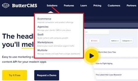 building a main navigation menu using a page knowledge base buttercms