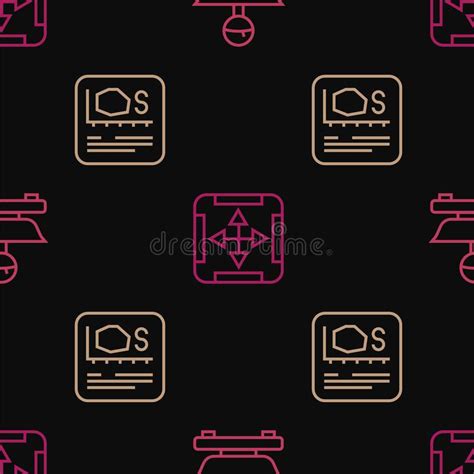 Set Line Scales Area Measurement And On Seamless Pattern Vector Stock Illustration