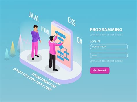 프로그래밍 미니어처 아이소 메트릭 무료 벡터