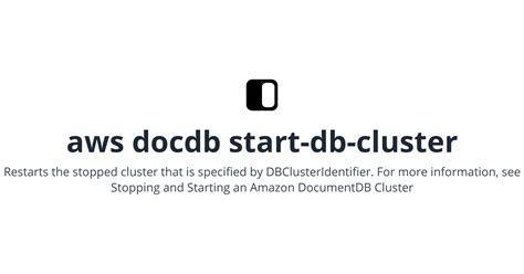 Aws Docdb Start Db Cluster Fig