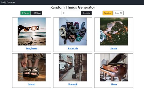 Random Things Generator Codifyformatter